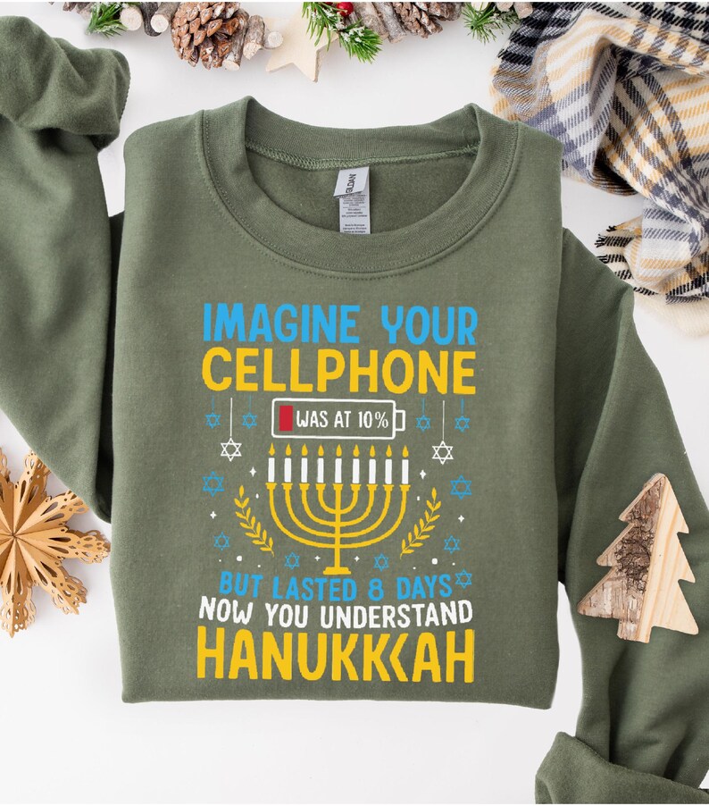 Cozy Hanukkah Sweatshirt, Cute Holiday Menorah Sweatshirt, Festive ...