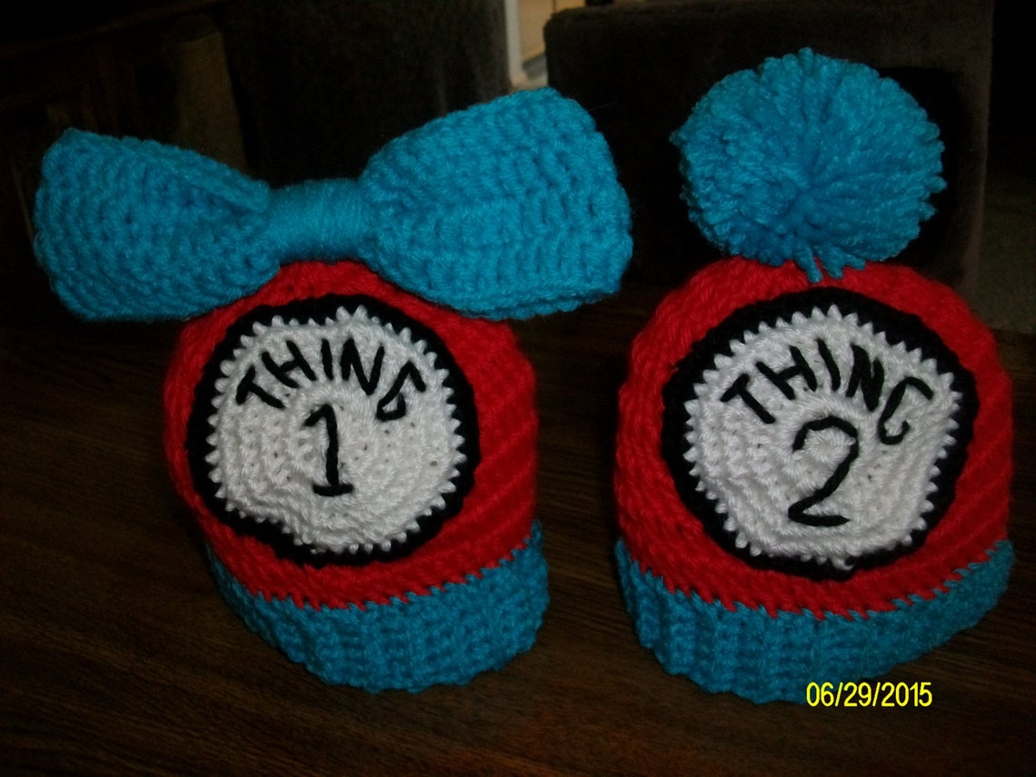 Thing 1 and Thing 2 Baby Hats MADE TO ORDER | Etsy