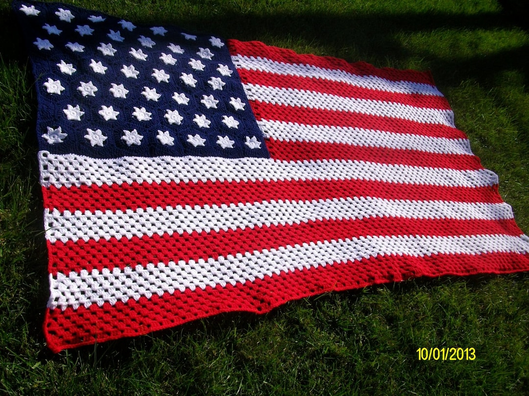 American Flag Crocheted Afghan - Made to Order - Etsy