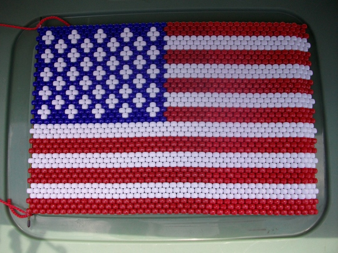 American Flag Beaded Banner - Etsy