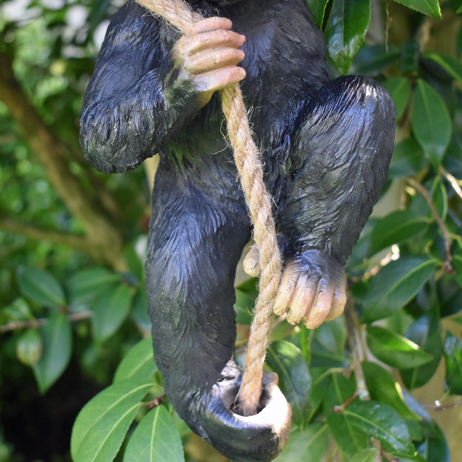 Climbing Monkey Sculpture Rope Hanging Playing Baby Chimpanzee Garden ...