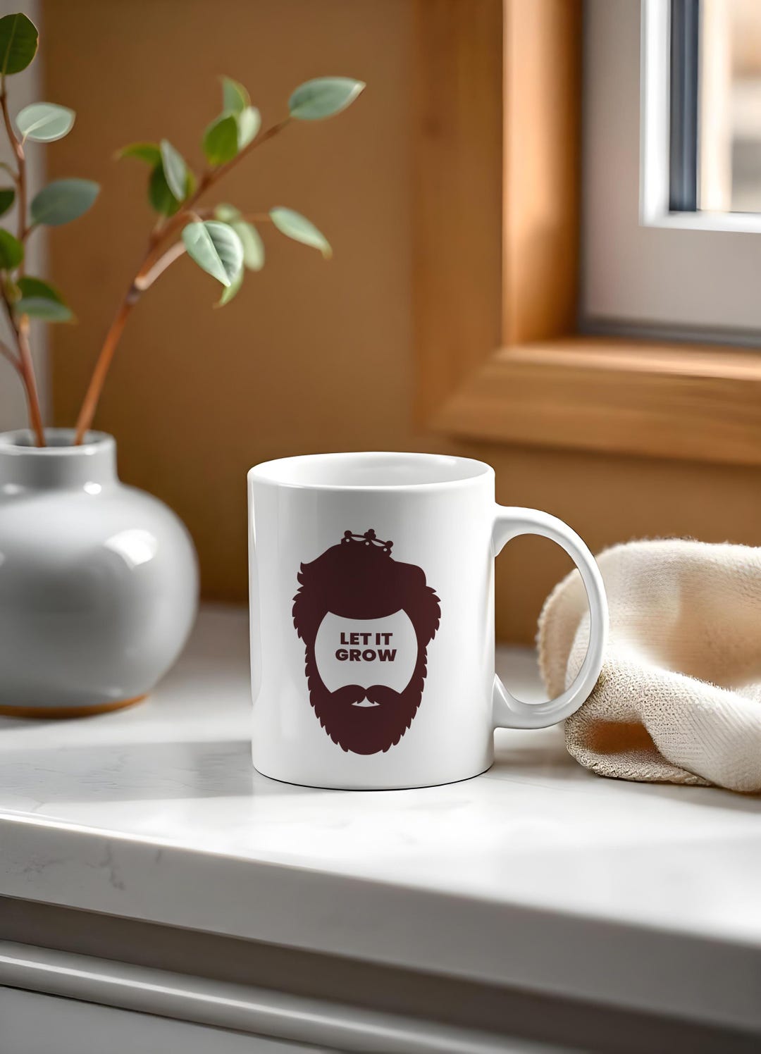 Stylish Ceramic Mug for Bearded Men With Let It Grow Motif Perfect Gift ...