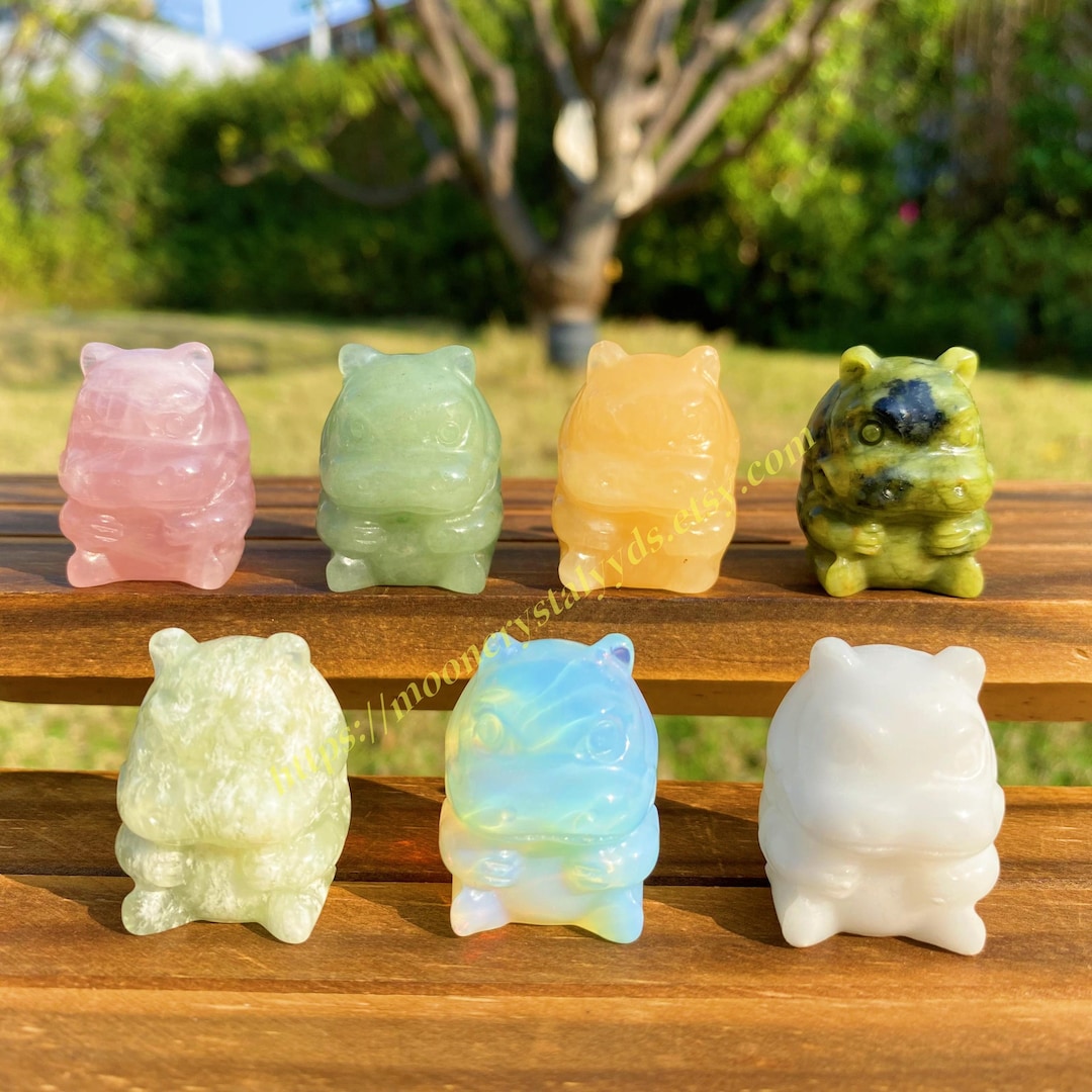 3cm, Natural Crystal Carved Hippo, Cute Hippo Statue, Hand Carved Hippo ...