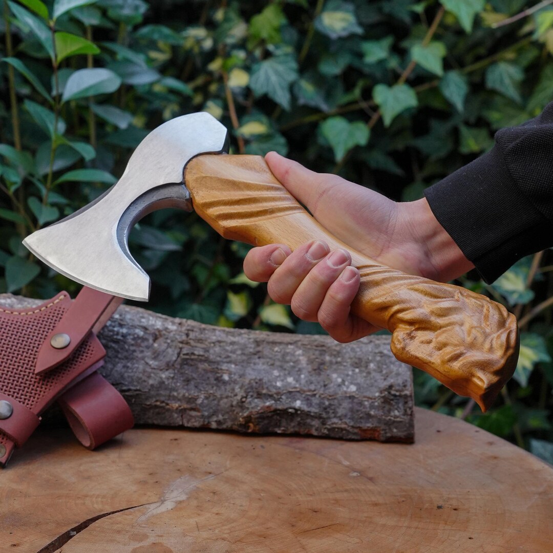 Horse Head Custom Camping Axe, Hand Forged 1045 Carbon Steel Hatchet ...