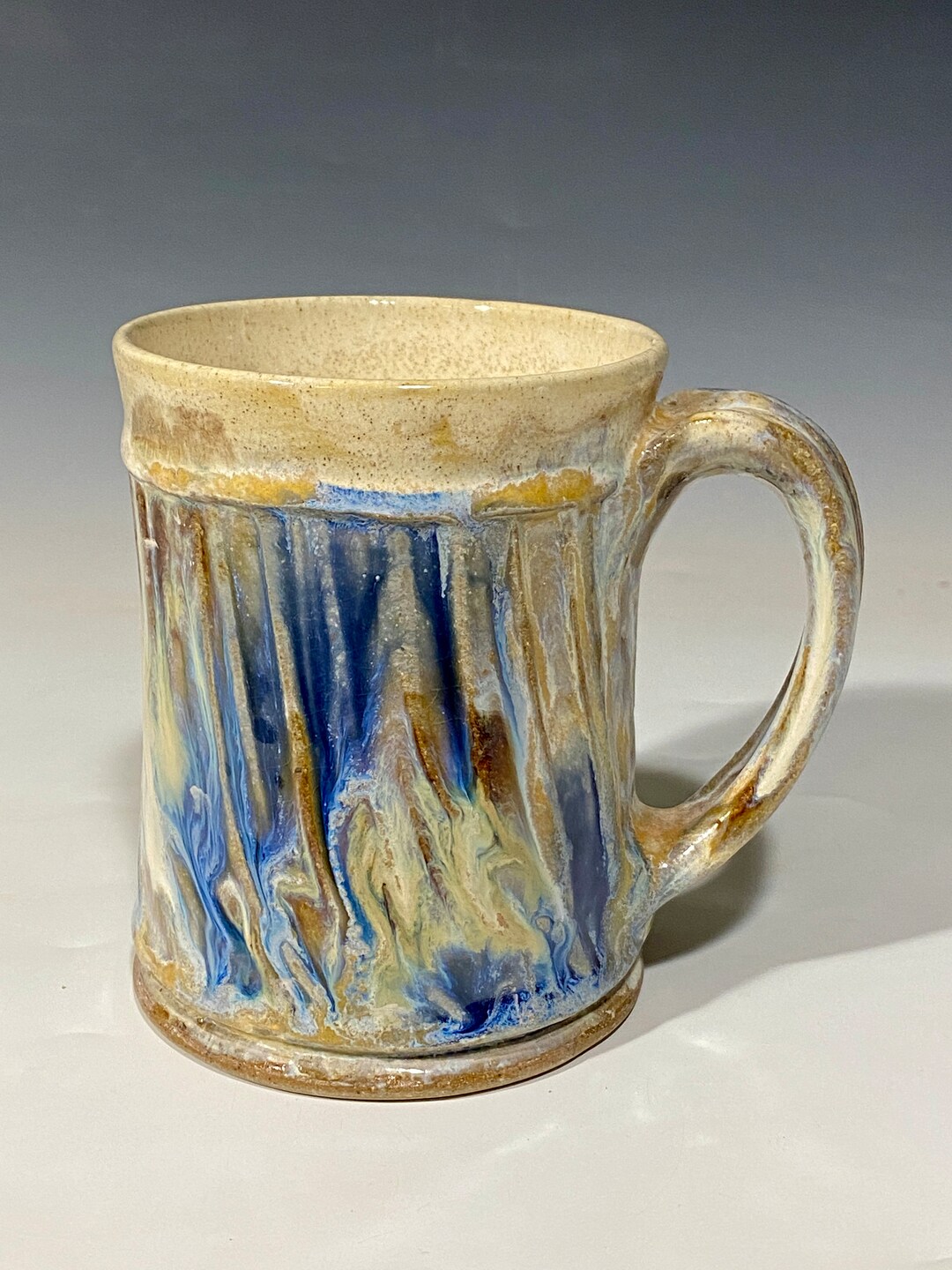 Mug With Slip Texture and Flowing Glazes - Etsy