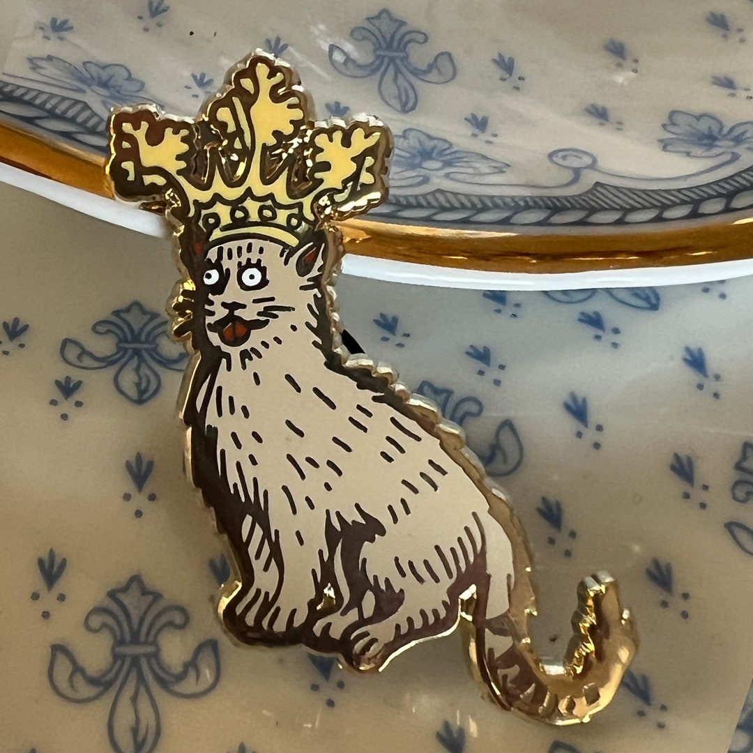 Cat King Medieval Marginalia Enamel Pin - Etsy