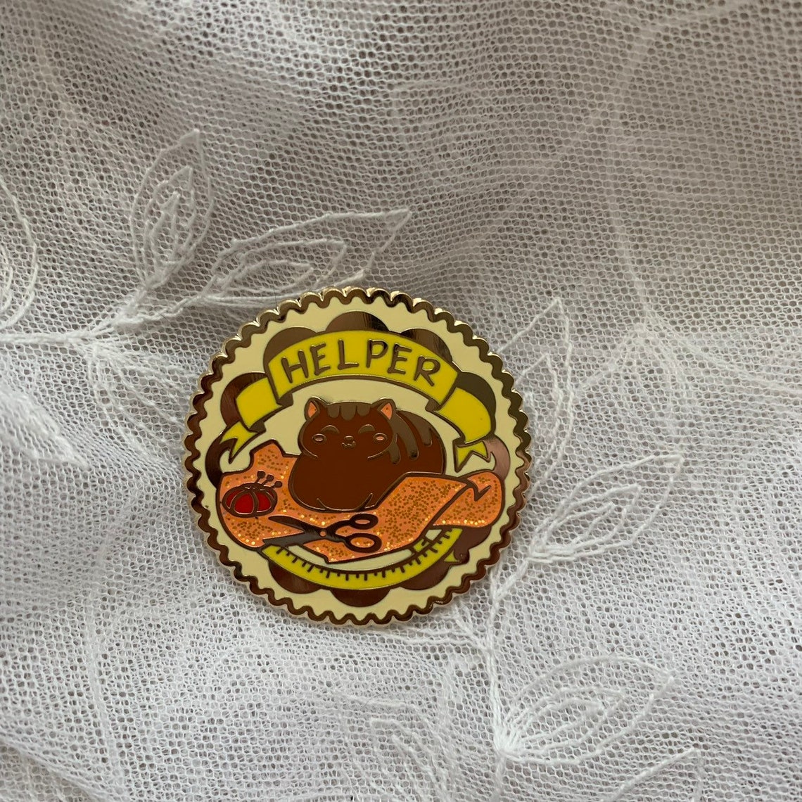 Helper Cat Pin Hard Enamel Pin // Sewing, Cosplay, Costume, Crafting - Etsy