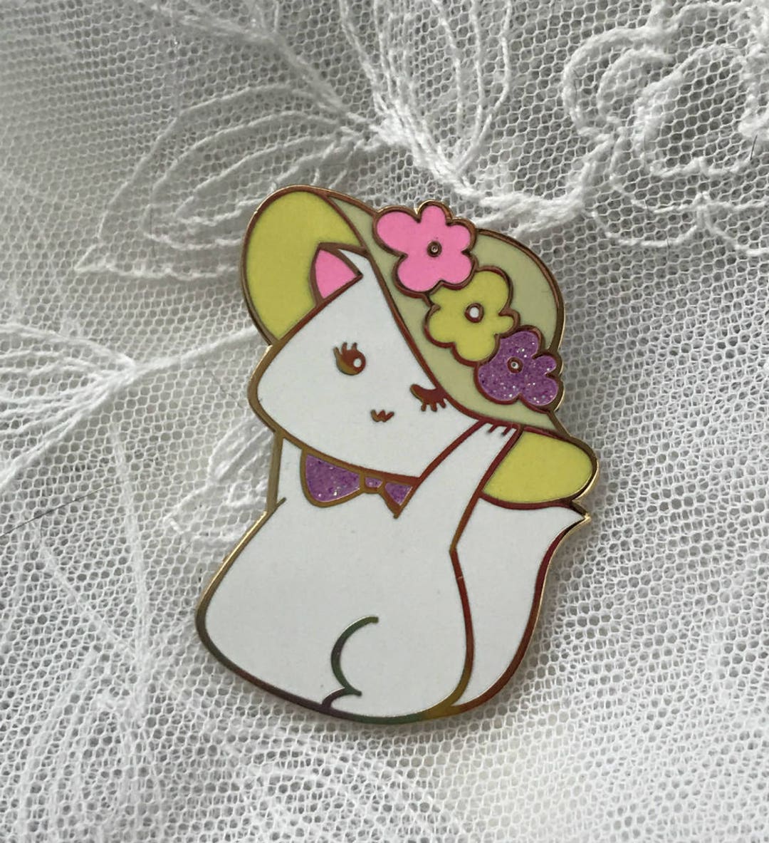 Fancy Hat Cat Pin Hard Enamel Pin - Etsy