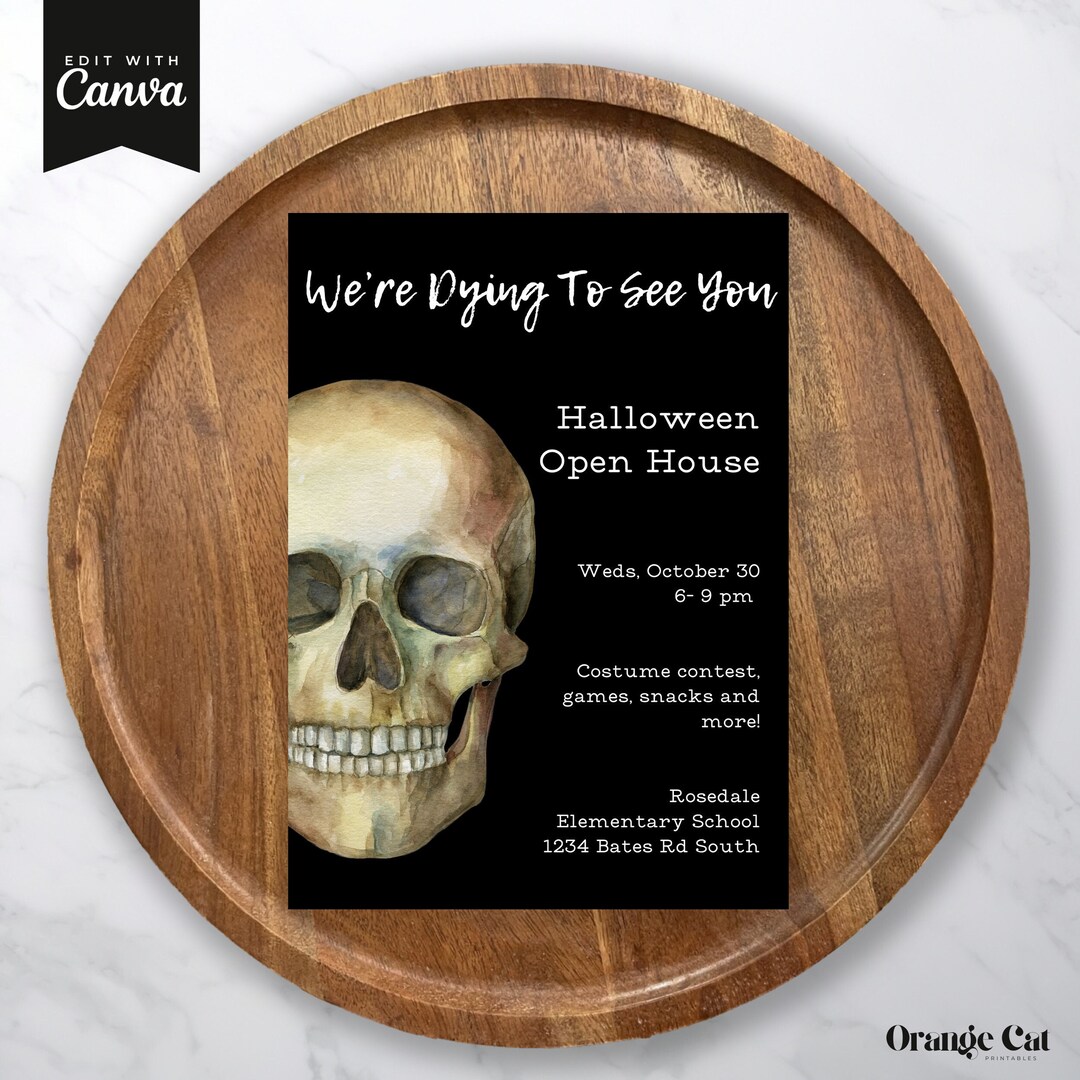 Skull Halloween Invitation Spooky Skeleton Invitation Halloween Party ...