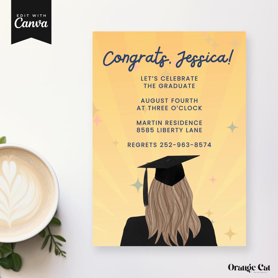 Personalized Graduation Party Invitation, Printable Canva Template - Etsy