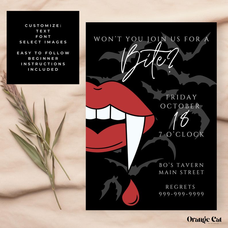 Vampire Bite Halloween Blood Creepy Invite Spooky Invitation Twilight ...