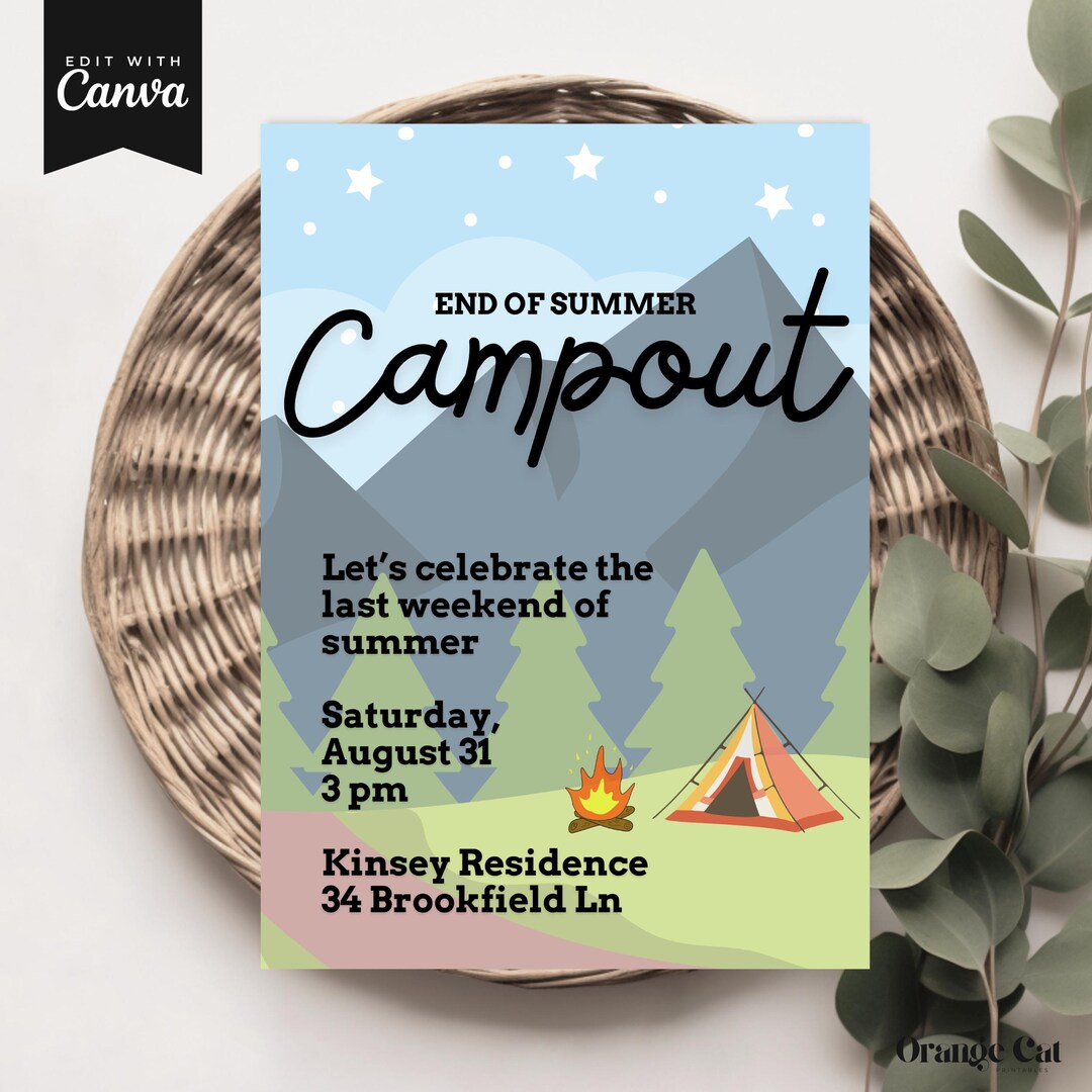 Campout Camping Slumber Party End of Summer Back to School Camping Trip ...