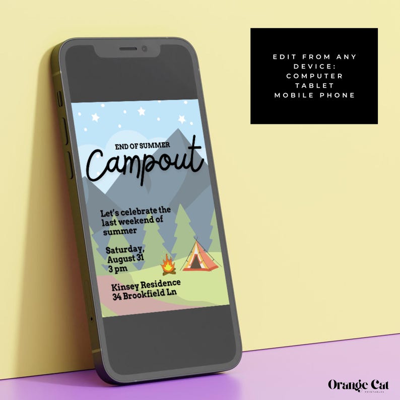 Campout Camping Slumber Party End of Summer Back to School Camping Trip ...