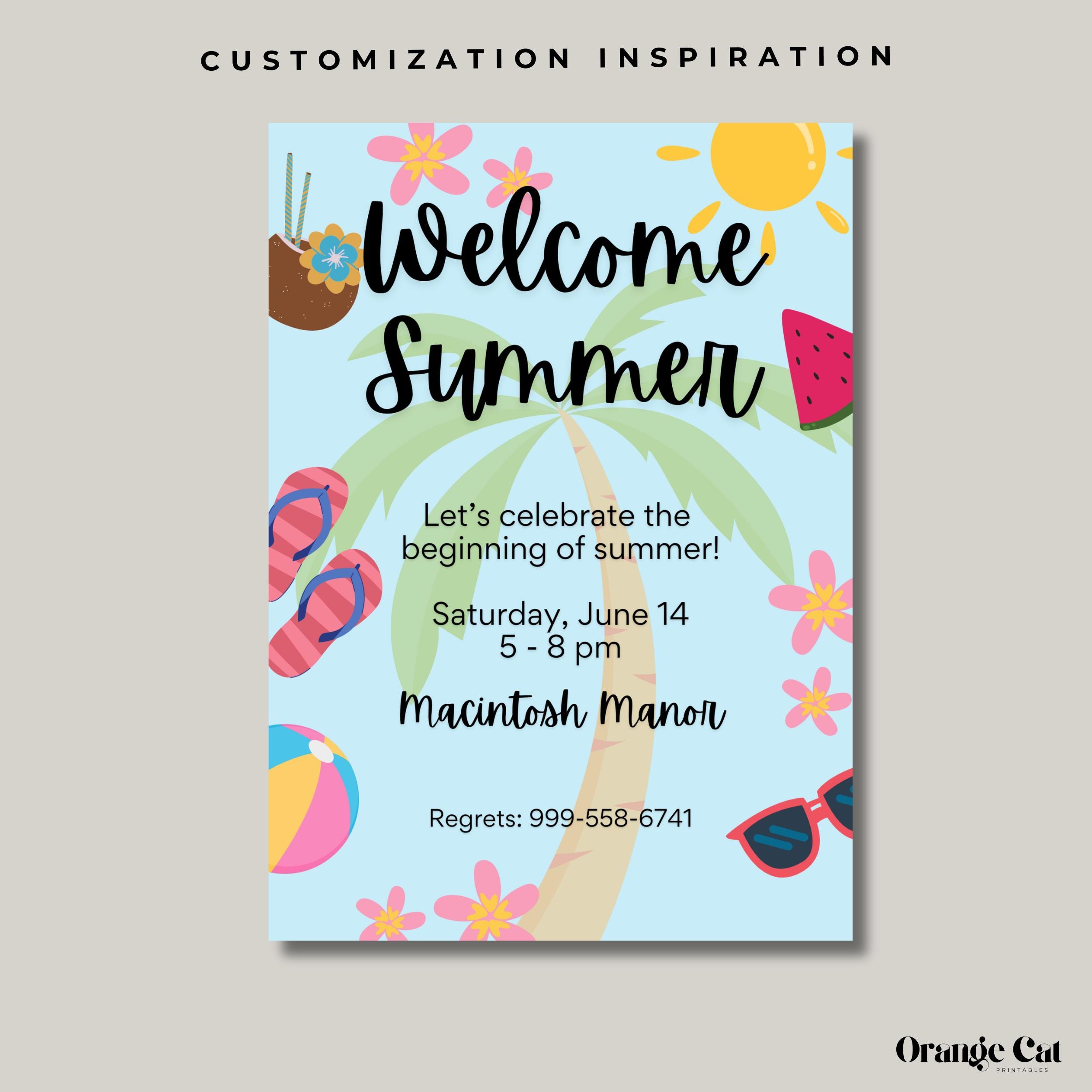 End of Summer Back to School Party Invite Pool Party Printable Editable ...