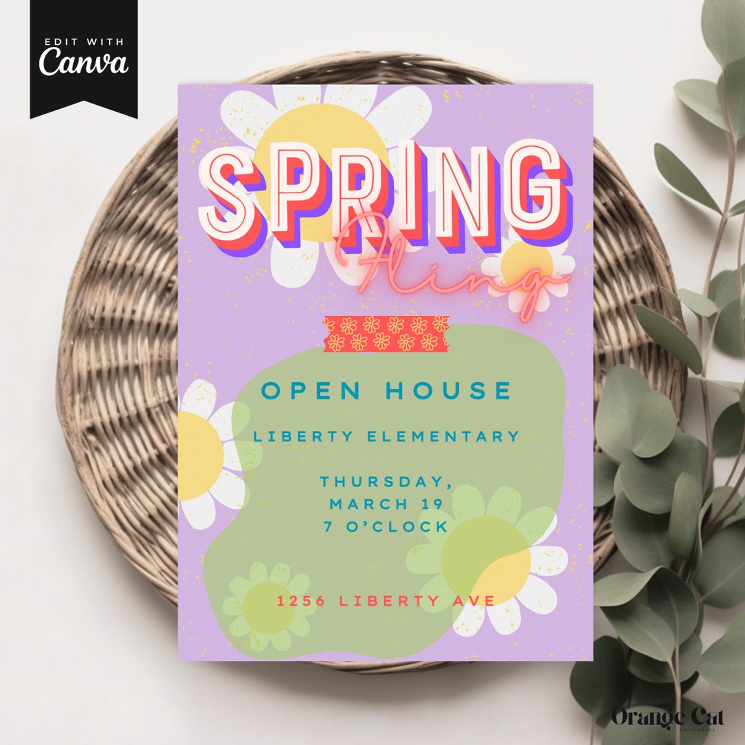 Spring Fling Party Invite Welcome Spring Celebration Open House Daisies ...