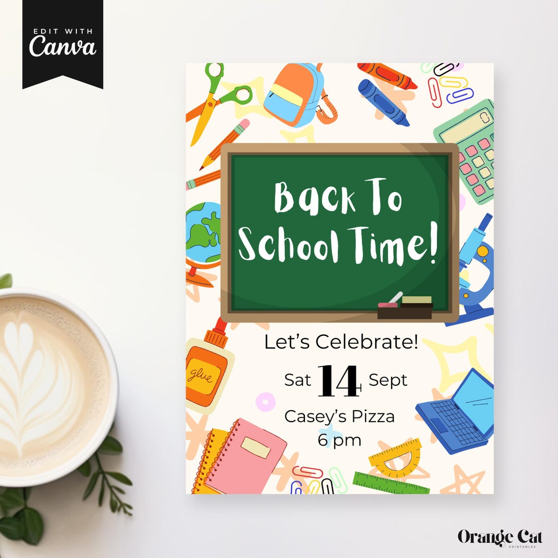 Back to School Party Invite End of Summer Party Teacher Blackboard ...