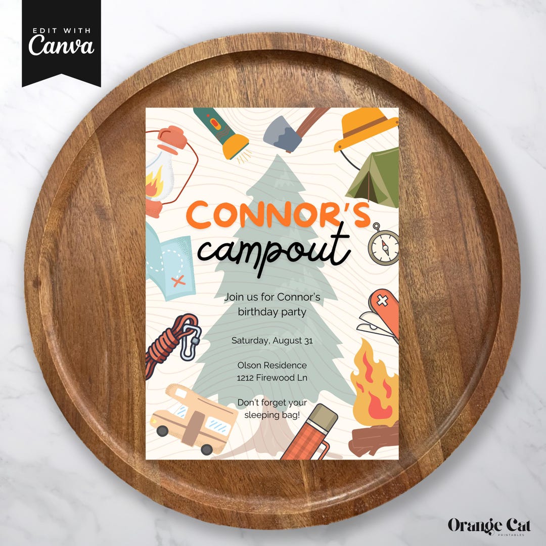 Campout Birthday End of Summer Back to School Party Invite Camping Trip ...