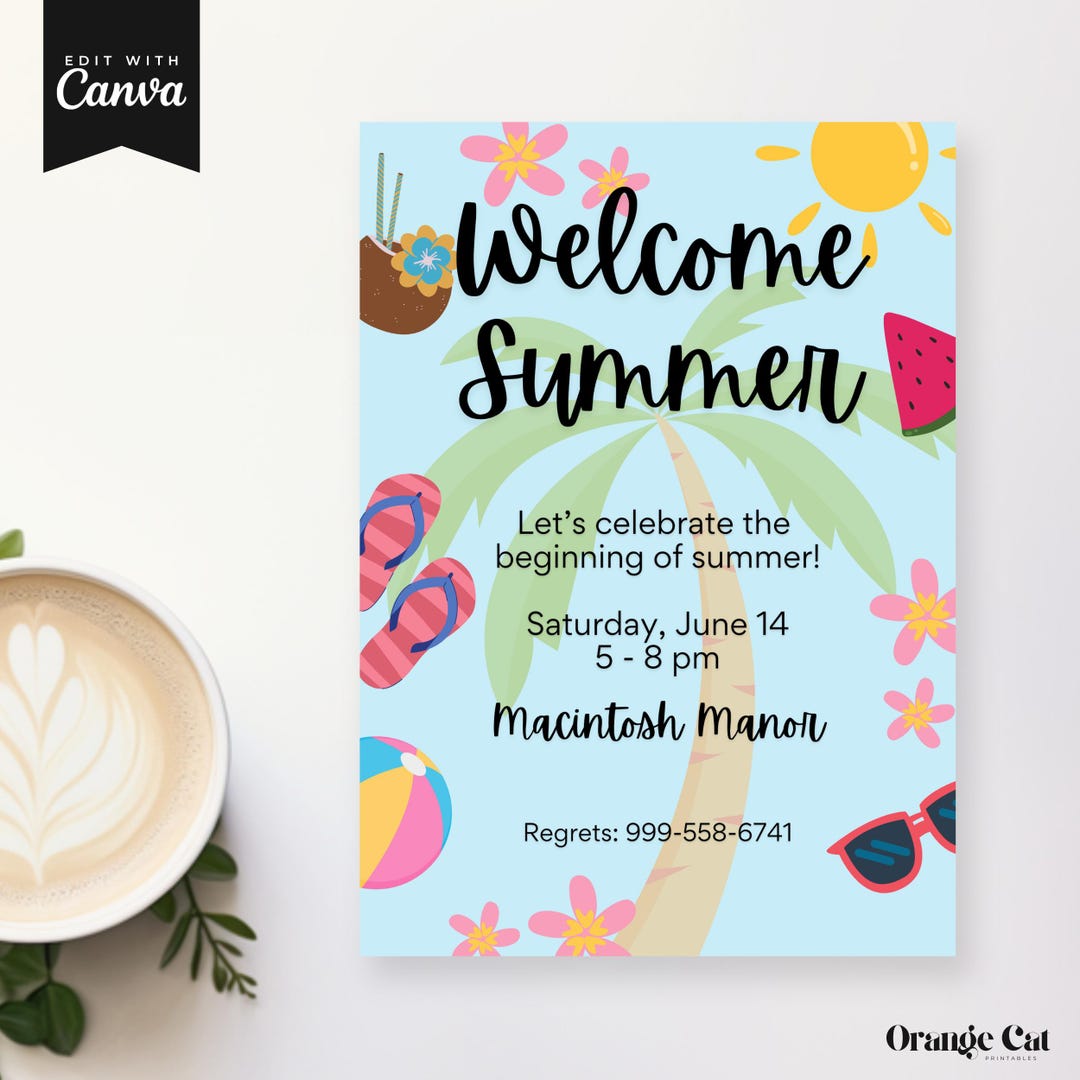 Customizable Summer Kickoff Party Invite Pool Party Backyard BBQ Luau ...