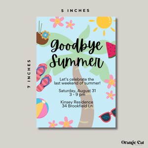 End of Summer Back to School Party Invite Pool Party Printable Editable ...