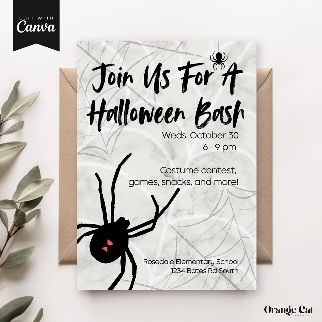 Creepy Halloween Spider Party Invitation Costume Party Halloween Party ...