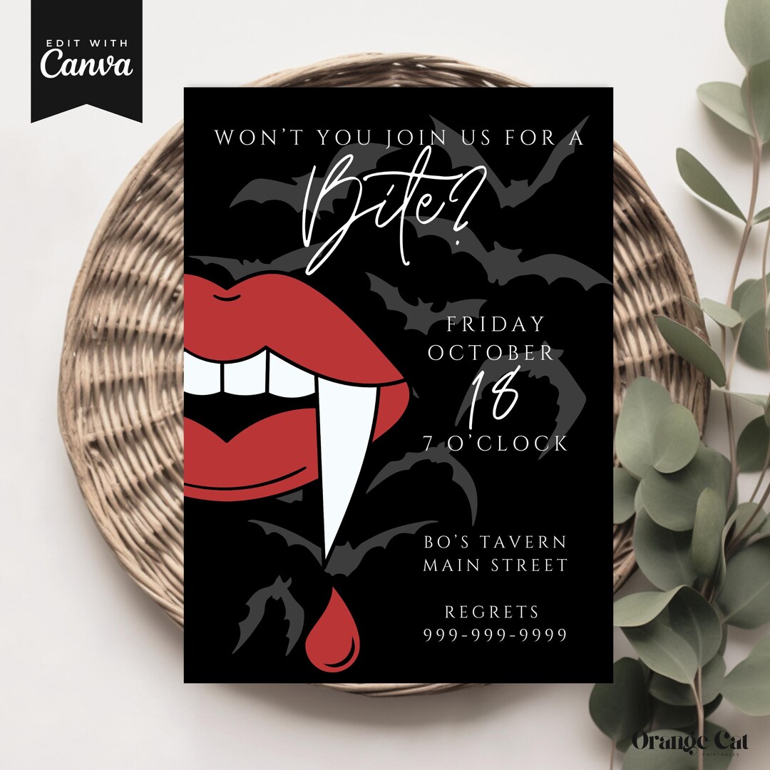 Vampire Bite Halloween Blood Creepy Invite Spooky Invitation Twilight ...