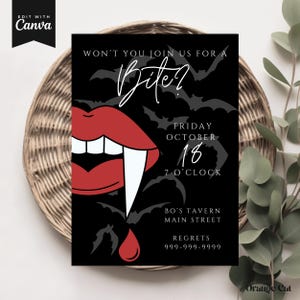 Vampire Bite Halloween Invitation: Editable Costume Party Invite (canva ...