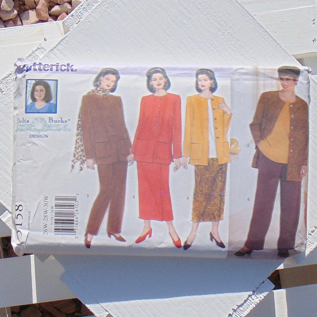 Butterick Pattern 5158 Delta Burke Design Womens Jacket Top Skirt and ...