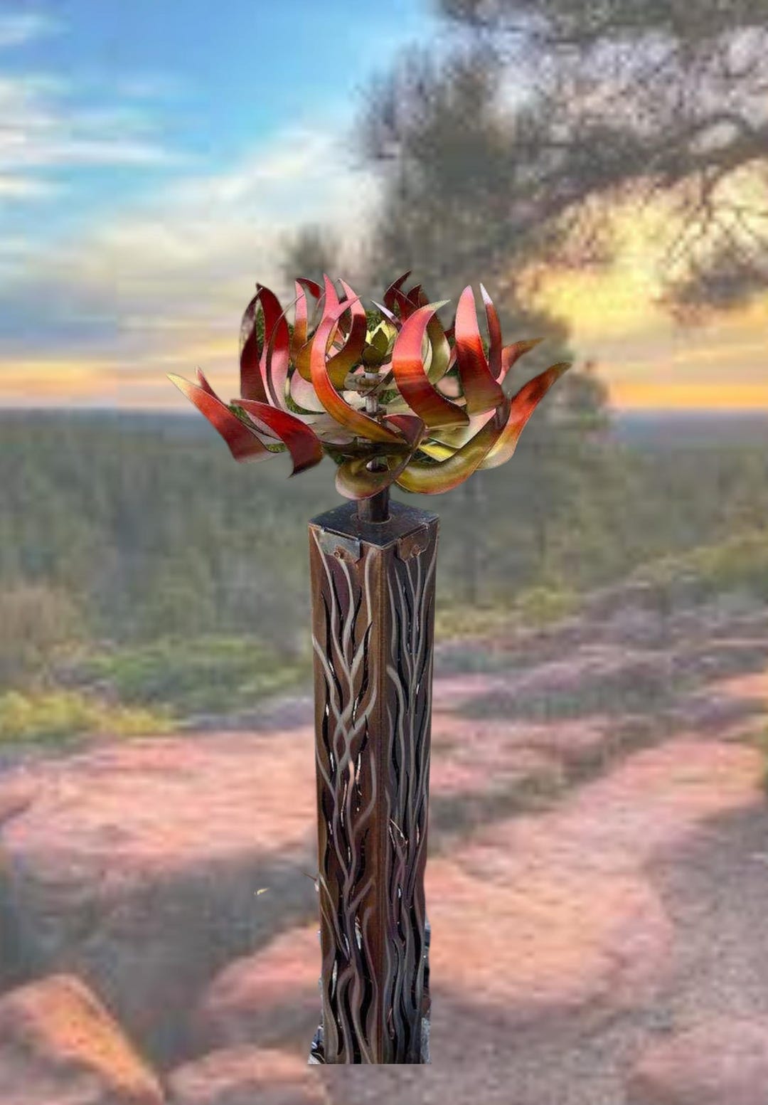 Kinetic Torch Pillar Large Outdoor Metal Sculpture - Etsy