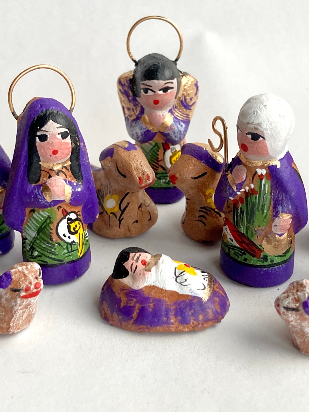 Purple Nativity Scene 14 Pcs Clay Mexican Nacimiento Barro - Etsy