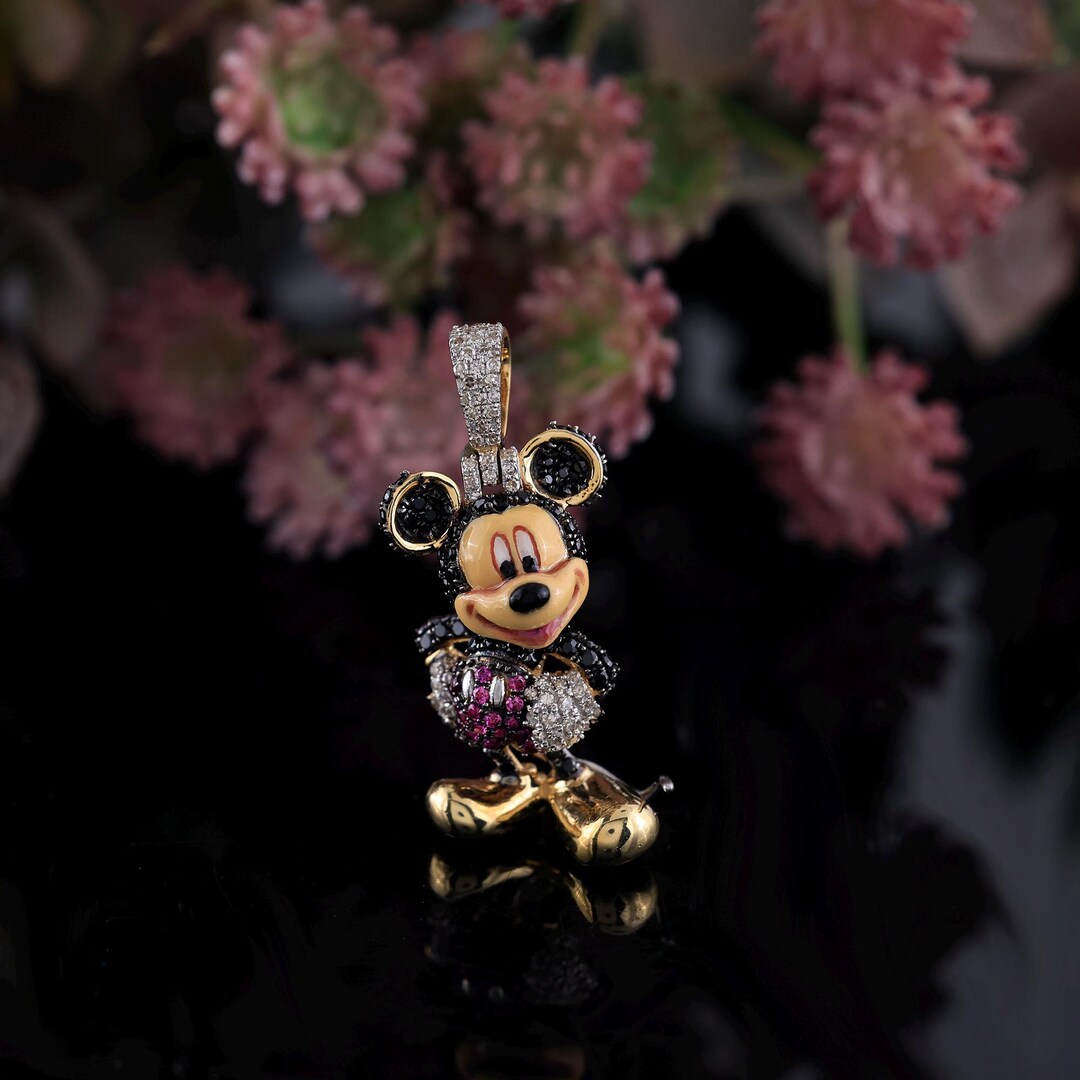1.03 Carat Mickey Mouse Diamond Pendant Yellow Gold Mickey Mouse ...