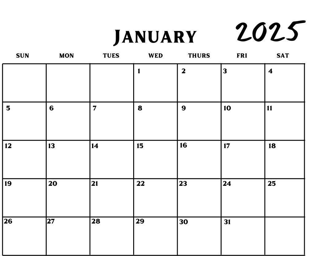 Simple 12-month 2025 Printable Calendar - Etsy UK