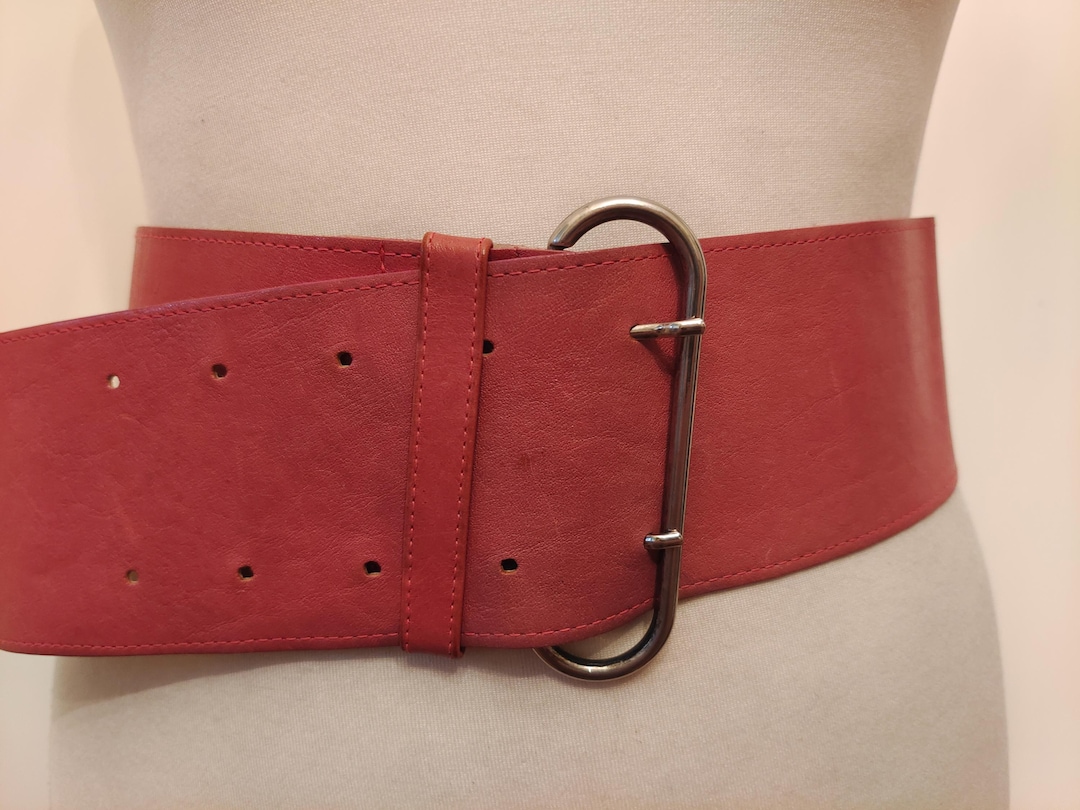 80's Vintage Wide Pink Real Leather Belt by Schuchard & Friese Made in ...