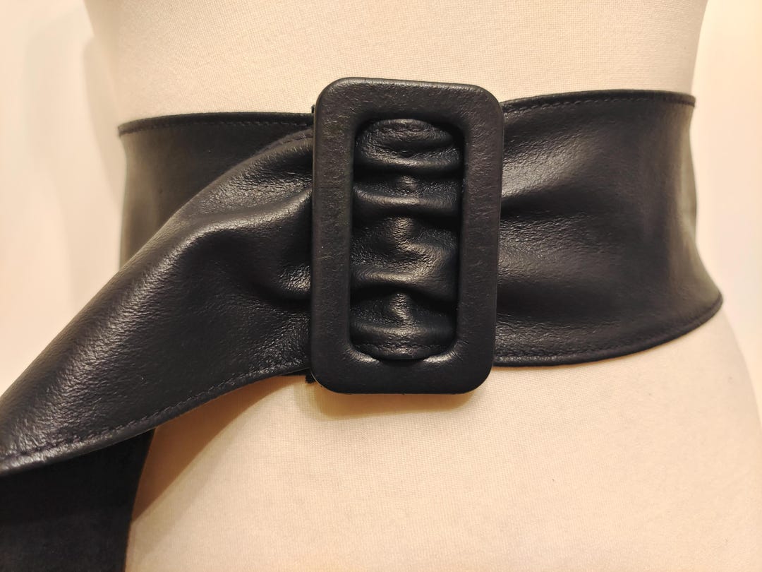 Wide Long Real Leather Dark Navy Blue Adjustable Belt by Glamour Made ...