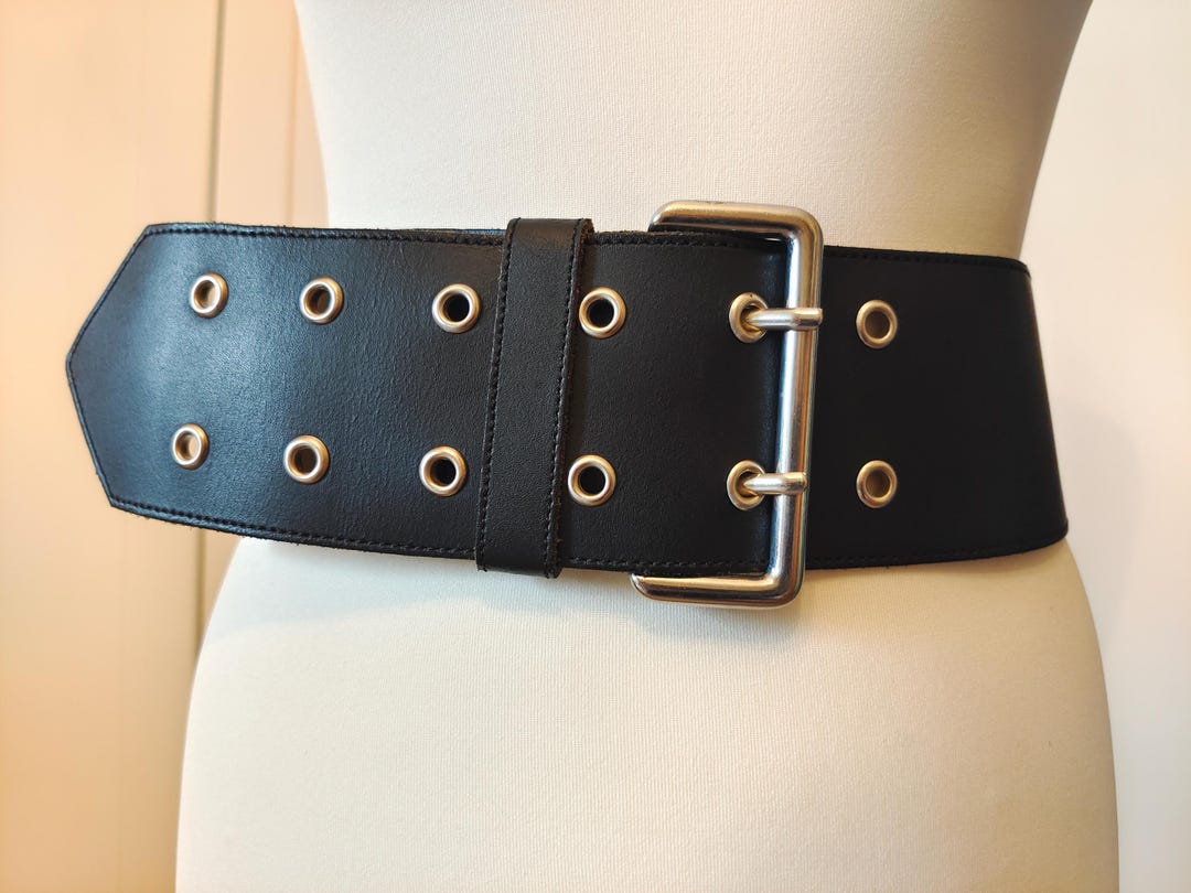 Wide Leather Belt 90's Made in Germany by Goetz - Rock Style - Etsy