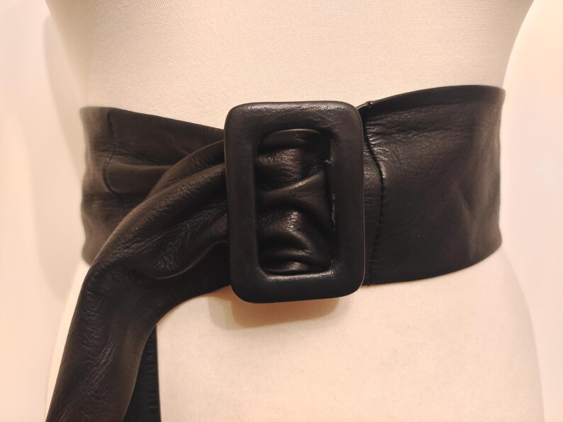 Extra Long & Wide Black Soft Real Leather Adjustable Belt by ASOS - Etsy