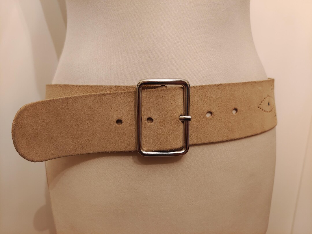 Wide Beige Real Leather Belt by Lindex - Etsy