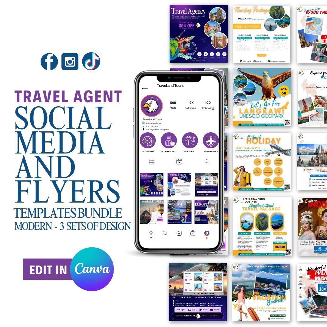 New Travel Agency Templates, Social Media Designs, Customizable Flyers ...