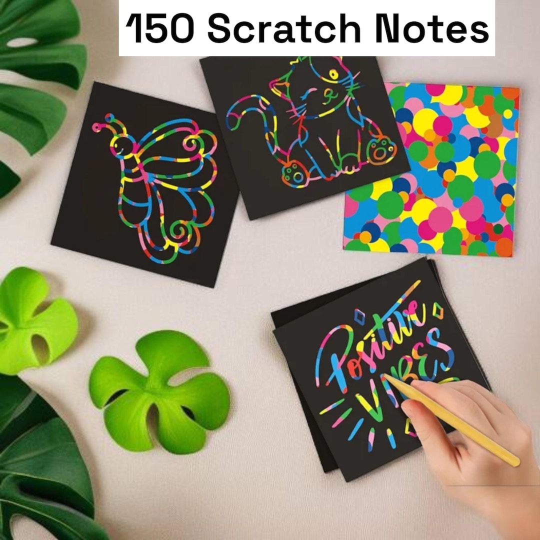 150 Mini Rainbow Scratch Art Notes – Easter Basket Stuffers, Party ...