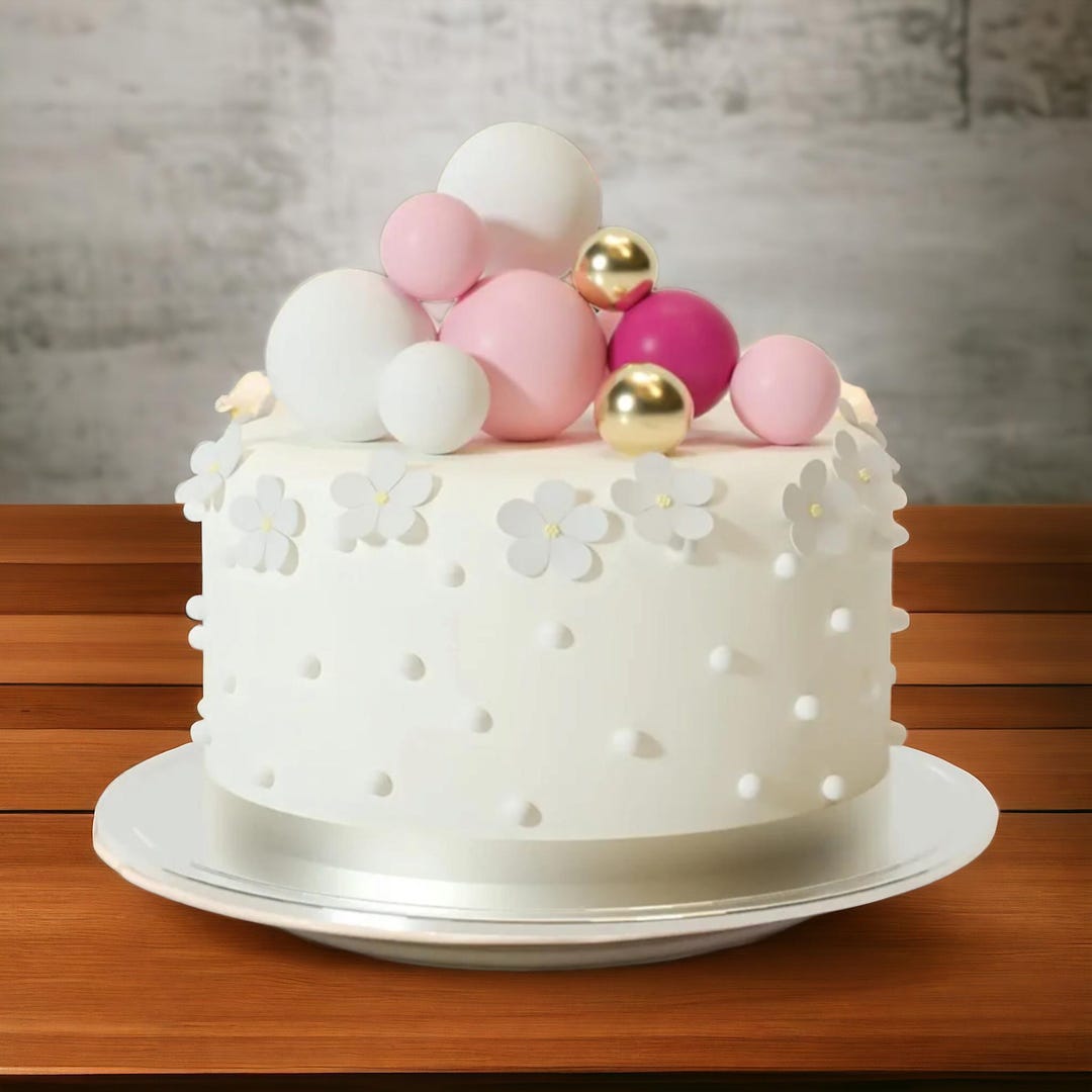 32 Pcs Pink & Gold Balloon Cake Toppers – Mini Foam Ball Cake Picks for ...