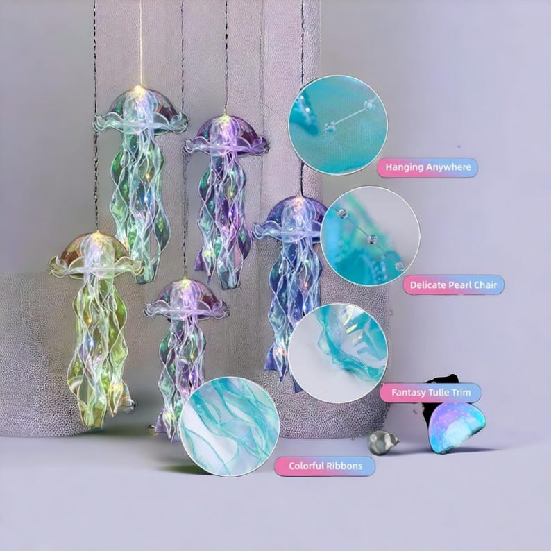 Jellyfish Lanterns – Set of 10 Hanging Jellyfish Decorations for Under ...