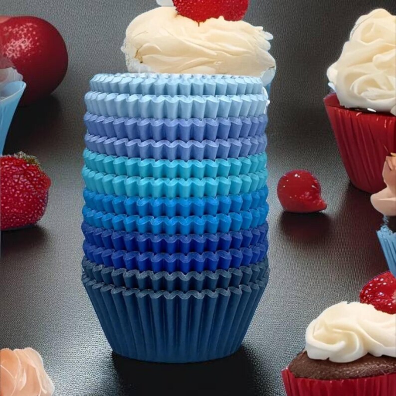 300-count Blue Cupcake Liners – Food-grade Muffin Baking Cups in 6 ...