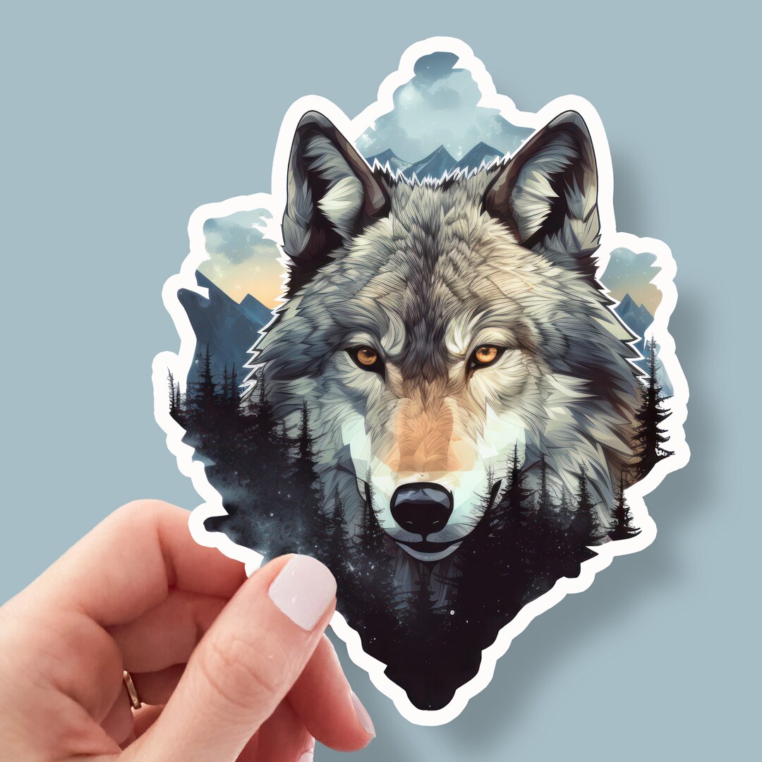 Majestic Wolf Vinyl Sticker, Wolf Sticker, Laptop Wolf Art, Wildlife ...