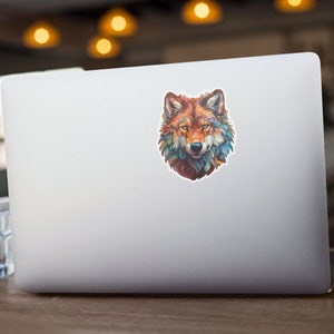 Colorful Wolf Sticker Vibrant Wolf Art Decal Perfect for Laptops, Water ...