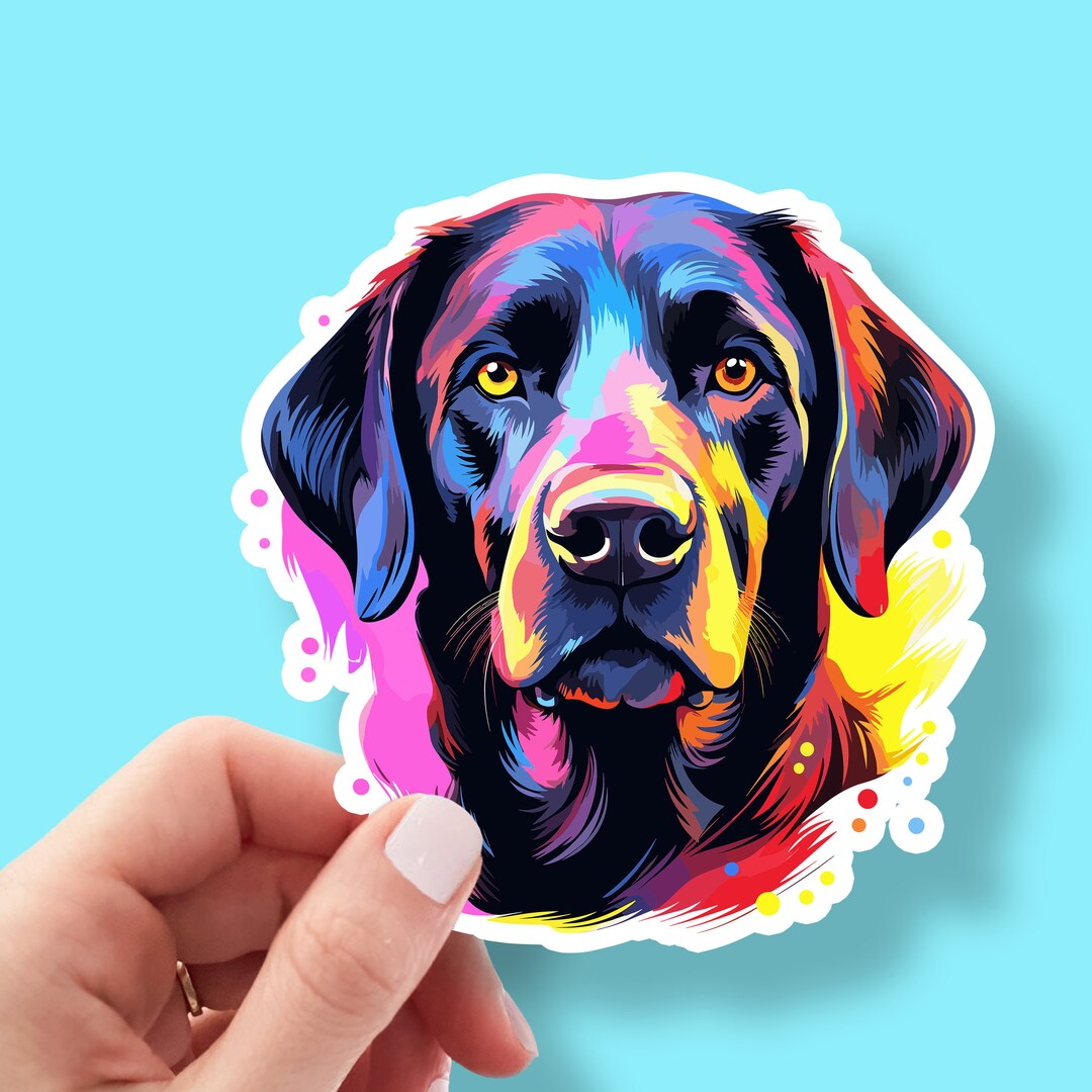 Artistic Black Labrador Sticker for Laptop and Water Bottles - Etsy