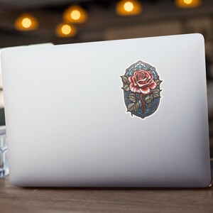 Elegant Stained Glass Rose Vinyl Sticker Floral Art Decal for Window ...