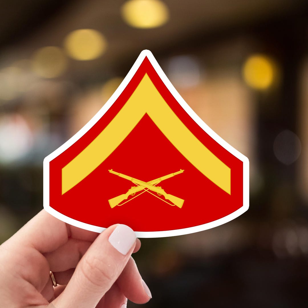 USMC E3 Lance Corporal Rank Sticker Military Decal, Marine Corps Gift ...