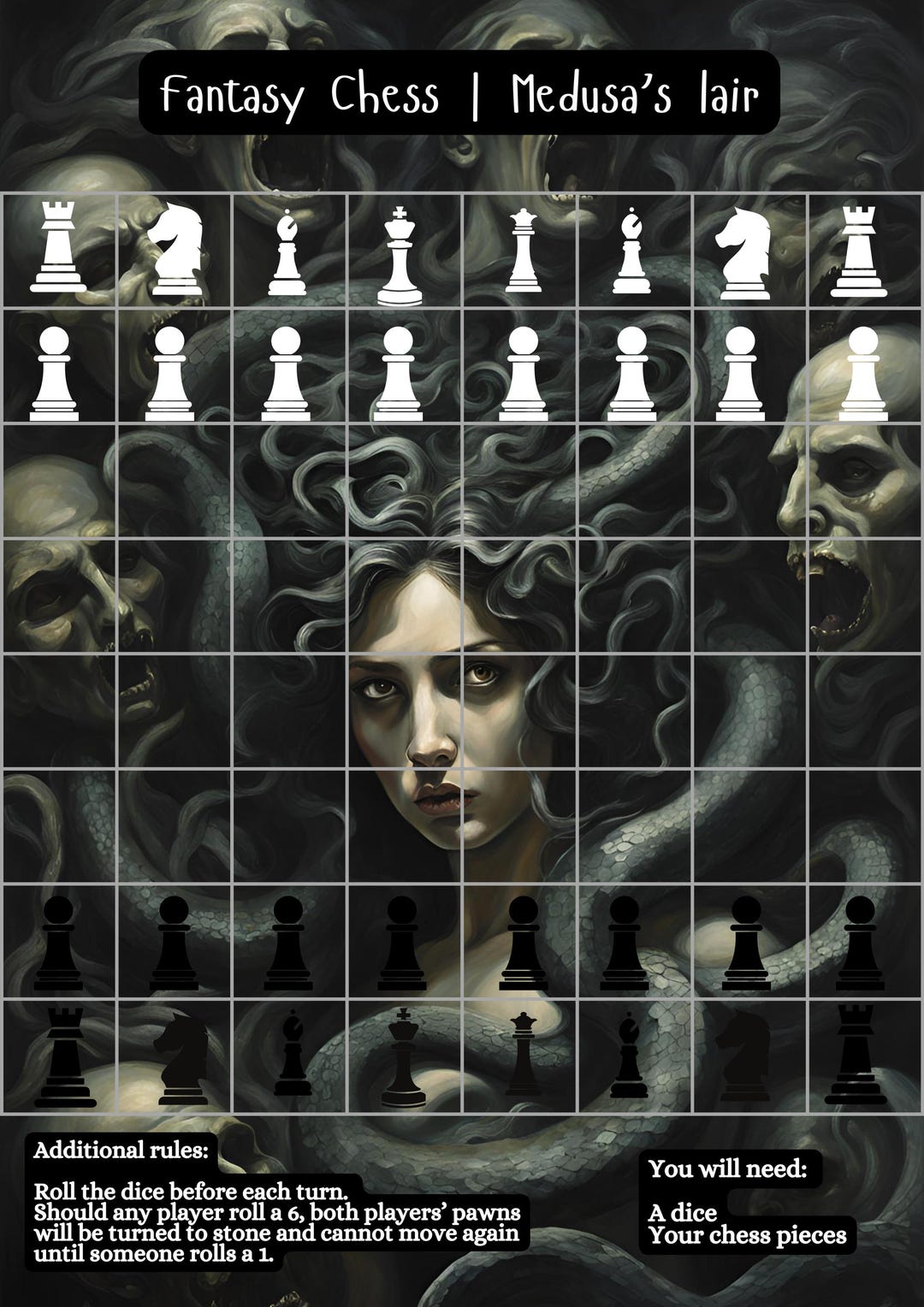 Fantasy Chess: Medusa’s Lair - Printable Board Map - Etsy