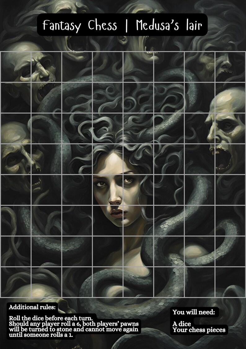 Fantasy Chess: Medusa’s Lair - Printable Board Map - Etsy