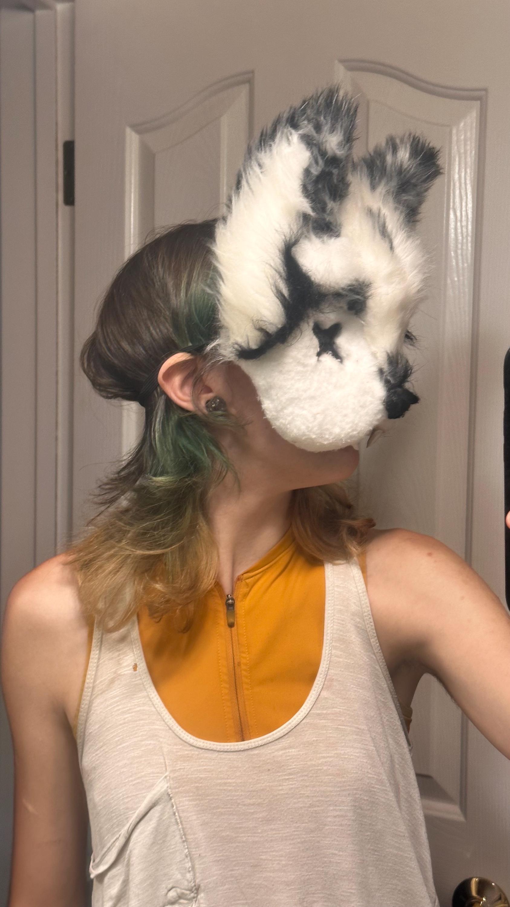 Handmade Marble Fox Mask Partial Furred yarn Tail - Etsy