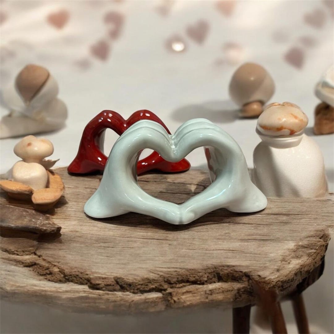 Hand Heart Design Object Ornament Souvenir Wedding Favor Ceramic 100 ...
